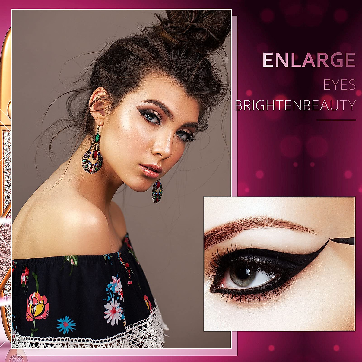 8 Pieces Self-adhesive Eyeliner 2 in 1 Eye Liner Pen Diamond Liquid Eyeliner No Glue No Magnetic Eyeliner Waterproof Long Lasting for Women Girls Eye Makeup False Eyelashes Sticking (Stylish Style)