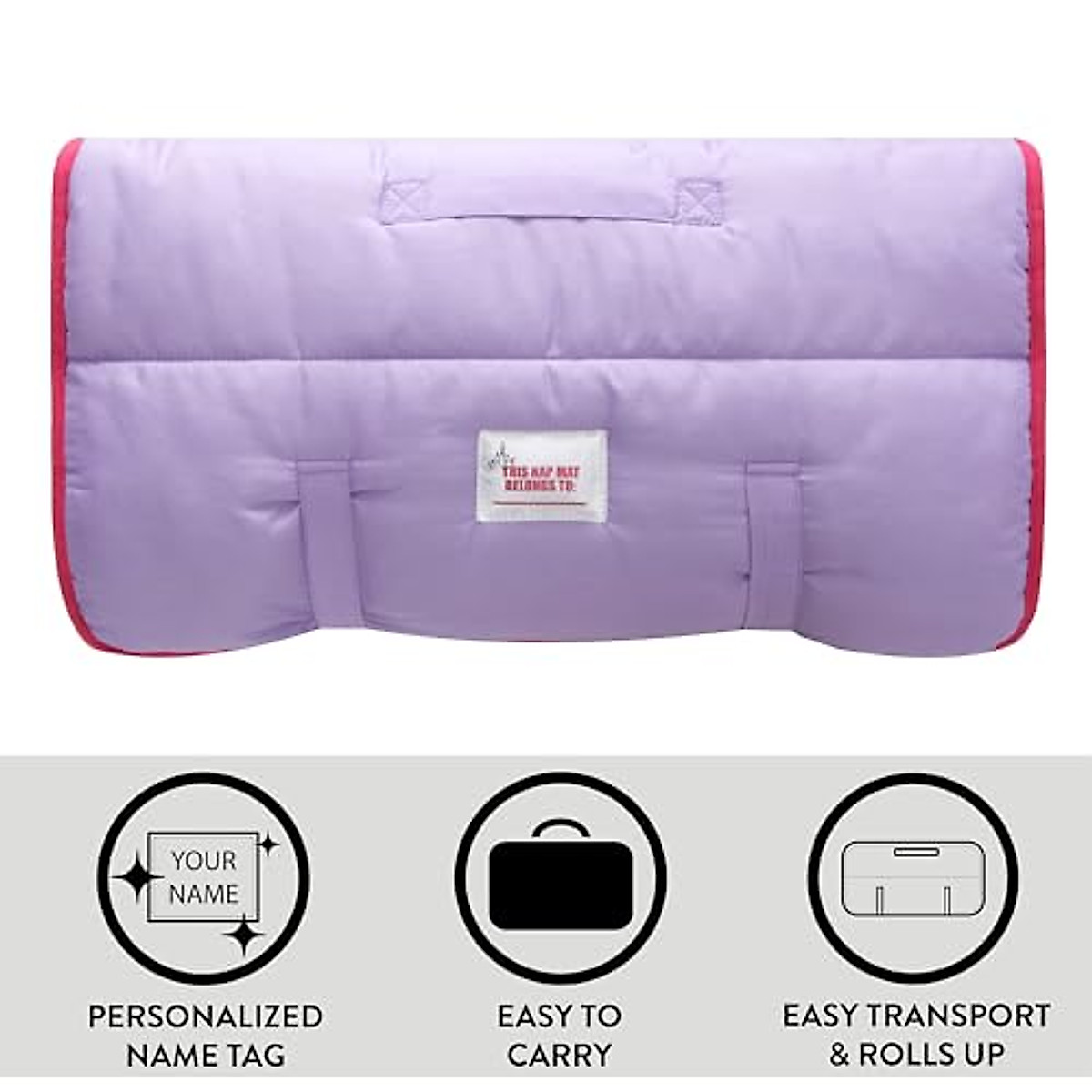 Disney Princess Super Soft Plush Toddler Quilted Nap Mat with Built in Blanket and Pillow, 20" Wx46 L