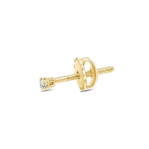 Mini Micro Natural Diamond SINGLE Stud Screw Back Earring in 14k Solid Yellow Gold | Cartilage Diamond Stud Earrings | 1 Piece (0.02ct)
