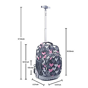 Tilami Kids Rolling Backpack 18 inch Boys and Girls Laptop Backpack, Falling Love