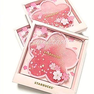 ATIN Sakura Glitter Coaster,Romantic Sakura Quicksand Pink Coffee Heatpad Water Coaster,Cute Sakura Cup Coaster, Silicone Non-Slip Insulation Cup Pad,Cute Sakura Cup Coaster for Dining