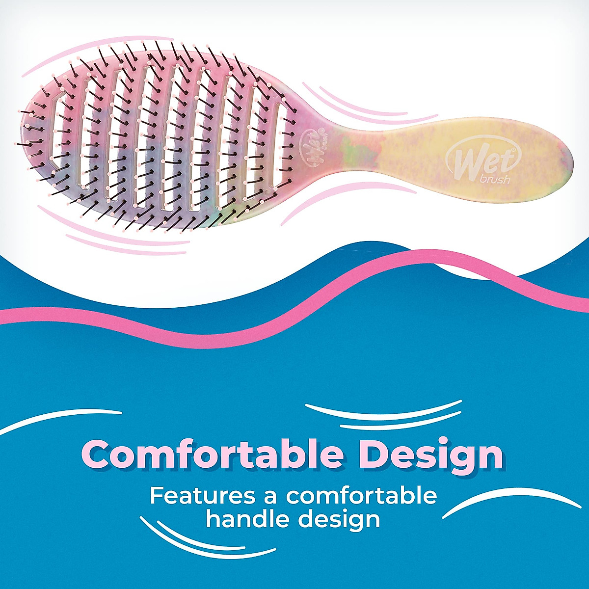 Wet Brush Speed Dry Hair Brush - Stripes (Color Wash) - Vented Design and Ultra Soft HeatFlex Bristles Are Blow Dry Safe With Ergonomic Handle Manages Tangle and Uncontrollable Hair - Pain-Free