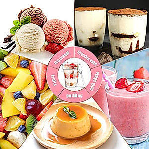 100 Packs Clear Plastic Dessert Cups with Spoons and Stickers, 6 oz Small Clear Plastic Parfait Cup Disposable Appetizer Cup Shooter Cup for Dessert Appetizers, Puddings, Mousse, Ice Cream (Square)