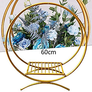 Fichiouy Gold 23.6in Wedding Hoop Cake Stand for Ceremony, Metal Circle Flower Hoop Arch Dessert Cupcake Display Stand Decoration for Wedding/Birthday/Anniversary Party (Gold 60cm(23.6in))