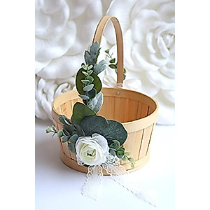 Willow Basket, Flower Girl Basket, Willow Flower Basket, Rustic Flower Girl Baskets, Decorated Basket, Wood Wedding Baskets, Flower Baskets (Pillow Personalized)