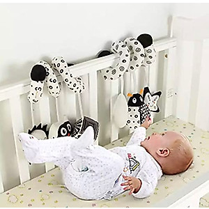 KAKIBLIN Crib Decorations Toy, Baby Crib Toy Hanging Decorations Plush Toys for Crib Bed Stroller Spiral Plush Toys Car Seat Travel Toy for Infant 0-6 Months, Bee