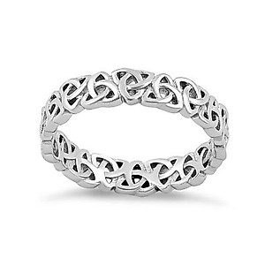 Heartbeat Sterling Silver Interlocking Infinite Trinity Celtic Knots Eternity Ring - (Size 3-12) (sterling-silver Triquetra Design, 10)