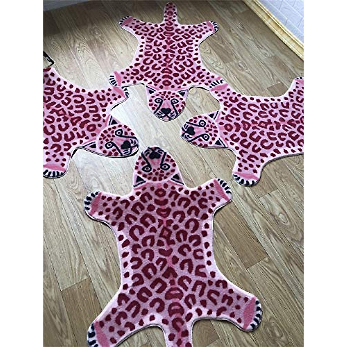 Leopard Print Rug Faux Animal Printed Cowhide Skin Rug Cheetah Area Rugs Carpet Cute Leopard Rugs for Playroom Livingroom, 43.2in L x 28.8in W / 2.4 x3.6 Feet (Pink)