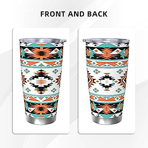 AYCZN Boho Aztec 20 OZ Tumbler Stainless Steel Travel Coffee Mug, Ethnic Geometric Insulated Water Bottle with Lid Leakproof Thermal Cup