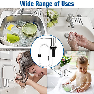 Built in Sink Soap Dispenser or Lotion Dispenser for Kitchen Sink, Soap Dispenser Extension Tube Kit, under Counter Soap Dispenser, Powerful Suction Check Valve & 41" Hose, Fit Most Soap Containers