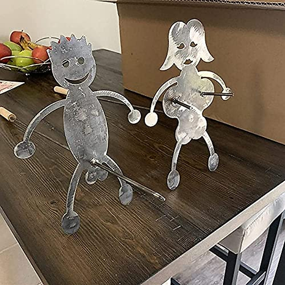Beauty HAO Hot Dog Roaster, Stainless Steel Marshmallow Roaster, Novelty Barbecue BBQ Tools, Barbecue Forks Accessories for Campfire, Bonfire and Grill (Marshmallow Girl + Hot Dog Boy)-A, Silver