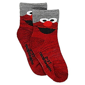 Sesame Street Elmo Baby Toddler Boy's Girl's 3 Pack Crew Socks with Grippers (2-3T, Red)
