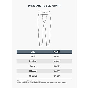 DAVID ARCHY Men's Winter Warm Stretchy Cotton Fleece Lined Base Layer Pants Thermal Bottoms Long Johns with Fly 2 Pack (L, Black/Navy Blue)