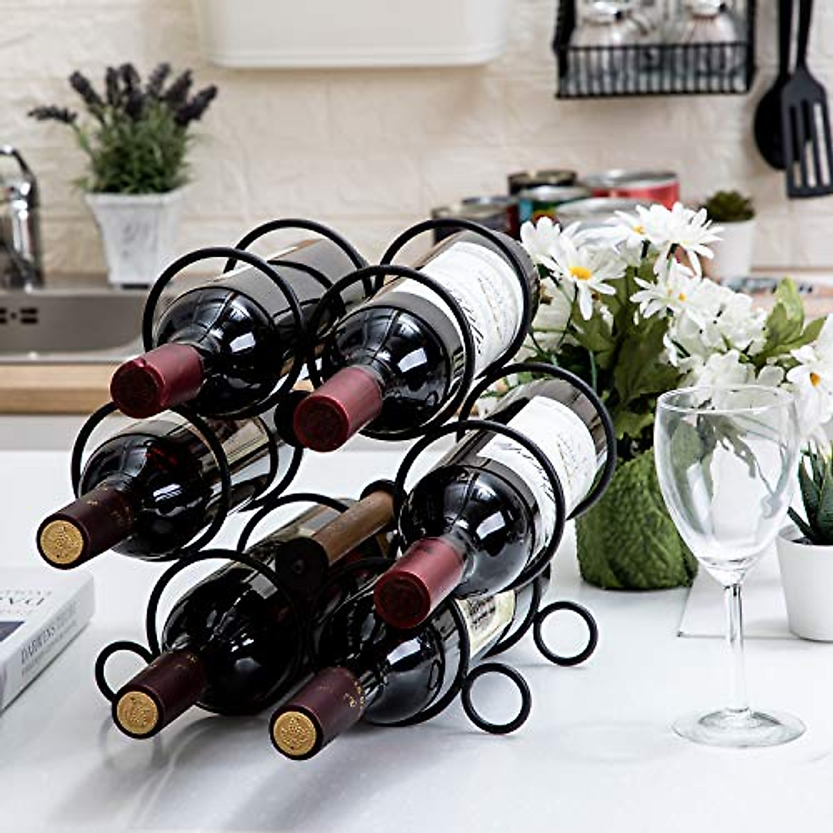 Home Zone Living Wine Rack for Countertop - Holds up to 6 Bottles