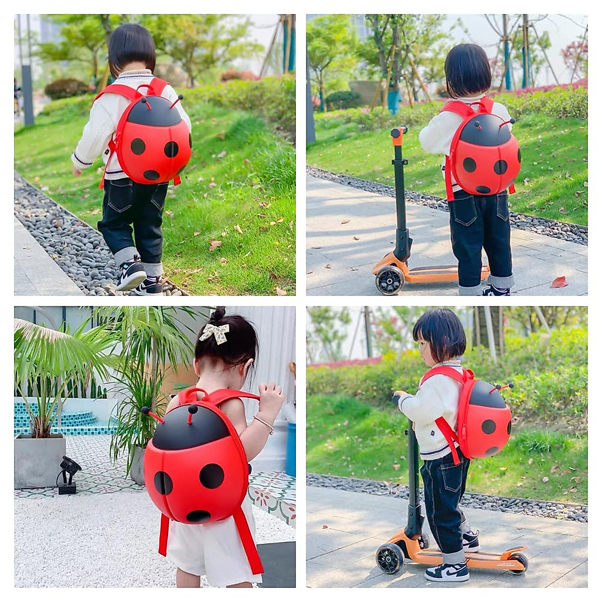 Kids happy Backpack for Unisex Toddler,Ladybug,Child Backpack for Girl and Boy Kindergarten, Red, 10x6.25x11 inches