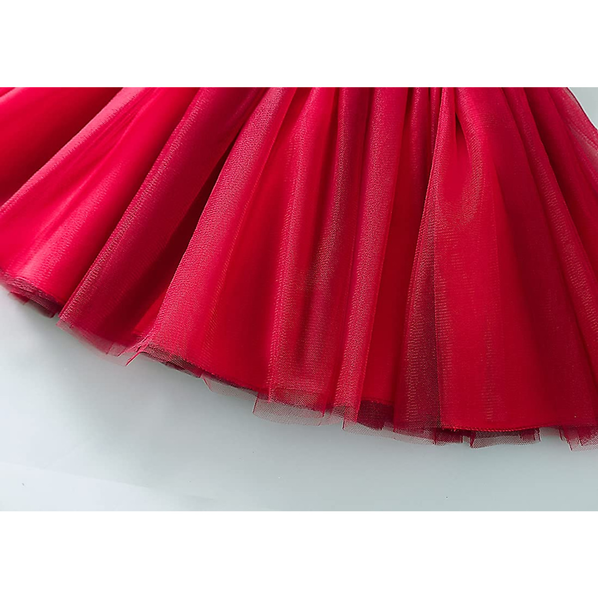 KLFFLGID Baby Girl Sequins Bowknot Dresses Toddler Flower Girl Birthday Wedding Party Dresses for Girls Pageant Ball Gown Size 90 (Wine Red)