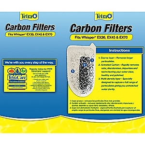 Tetra Carbon Filters for Aquariums, Fits Whisper EX Filters, Cleans Aquarium Water, 4 Count