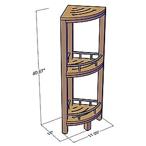 AquaTeak Patented Kai Corner Teak and Stainless 3 Shelf Corner Stand
