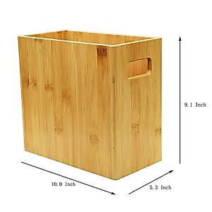 Owlgift Rectangular 100% Eco-Friendly Natural Bamboo Waste Basket, 1.55 Gallon Garbage Can Recycling Bin Container for Bedroom, Bathroom, Kitchen, Office, Dorm - 5.3” L x 10” W x 9.1” H