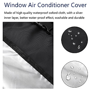 Yesland Window Air Conditioner Cover Outdoor - Outside Window AC Unit Cover with 2 Adjustable Straps - Black Large Window A/C Cover Bottom Covered AC Covers for Winter (17''W x 12''D x 13''H)