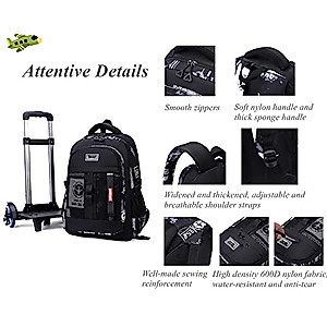 Camo Boys Rolling Backpacks for Kids School, Capacity Wheeled Bookbags Elementary School Bags Back Packs with 6 Wheels