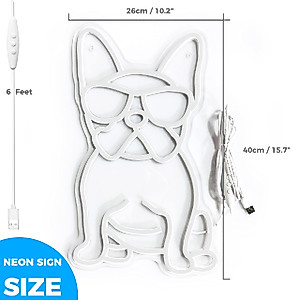 iPuppy French Bulldog Neon Sign Frenchie Wearing Glasses LED Neon Lights Fench Bulldog Accessories Decor Frenchie Decor French Bulldog Gifts