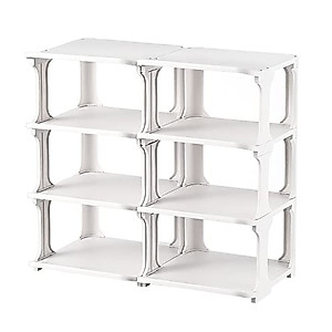 Amllas Shoe Rack for Closet, Stackable , Adjustable Shoe Organizer Shelf for Entryway, Small Shoe Storage Space Saver for Women Kids