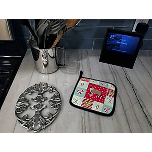 Caroline's Treasures CK5713PTHD Snowshoe Cat Love Pair of Pot Holders, Red Kitchen Heat Resistant Pot Holders Sets Oven Hot Pads for Cooking Baking BBQ, 7 1/2 x 7 1/2