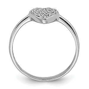 IceCarats 925 Sterling Silver Diamond Heart Ring Love Band Size 6