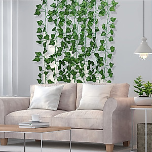 RECUTMS Fake Vines for Room Decor 86 FT Artificial Ivy Garland Hanging Plants Faux Greenery Leaves Bedroom Decor Aesthetic for Wall Wedding Party Home Garden Office Patio Outdoor Decoration(12 Pack)