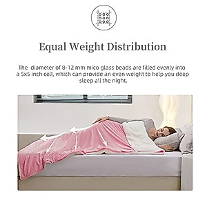 Satwip Weighted Blanket 12 Pounds for Adults - 2 PCS Weighted Throws with Washable Duvet Cover, Dual Comfort with Fuzzy Warm Flannel and Soft Cozy Sherpa, 48 x 72 Inches, Pink White