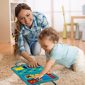 SousBear Toddler Busy Board 1+ Year Old, Sensory Board for Toddlers 2 3 4, Engaging Activity Board Gifts for Girls & Boys, Fun & Educational Montessori Busy Board, Travel, Car, Airplane,