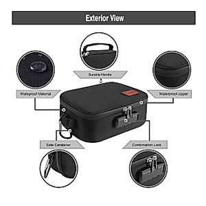 Egooz Large Smell Proof Stash Bags with 5 items - Waterproof Smell Proof Box Case for Travel and Home, Smell Proof Containers Box for Storing Your Products, Black