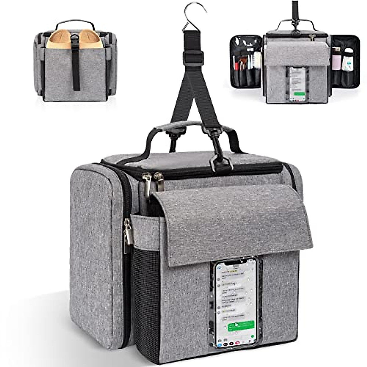 Aleemin Large Capacity Shower Caddy Tote Bag,Portable Shower Caddy for College Dorm Travel,Gym, Camp,Separate Compartment, Large Capacity,Hanging Travel Toiletry Bag for Men,Women,Student