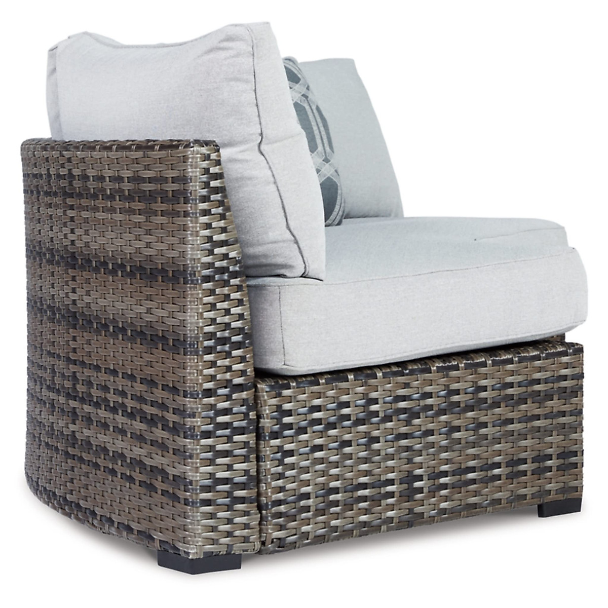 Signature Design by Ashley Harbor Court Casual Outdoor Armless Curved Loveseat with Cushion, Dark Brown & Light Gray