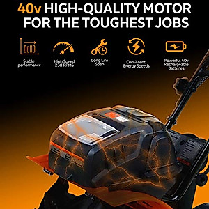 SuperHandy Tiller Cultivator Rototiller Electric Portable 40V 14" Inch Tilling Width 4 Premium Steel Adjustable for Garden & Lawn, Digging, Weed Removal & Soil Cultivation with Extra Battery