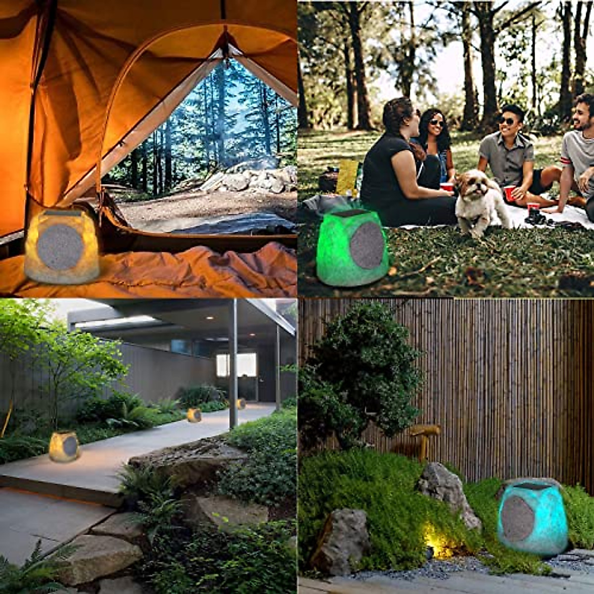 Outdoor Rock Speakers: Solar, Wireless Bluetooth & LED Lights
