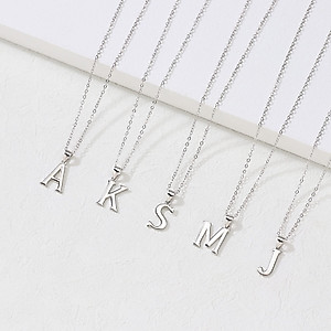 Turandoss S925 Sterling Silver Initial Necklace for Women Women, Dainty Hypoallergenic Initial Neckalce Letetr Alphabet S925 Sterling Silver Necklace for WomenM