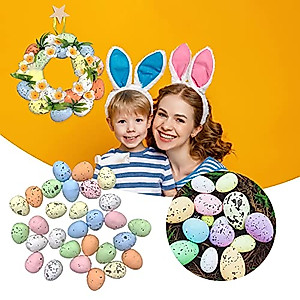 20pcs Easter Eggs Speckled Eggs Decorations Pastel Speckled Eggs Decorative Easter Eggs for Farmhouse Easter Spring Party Favors Basket Fillers Seasonal Table Setting Round Coffee (Yellow, One Size)