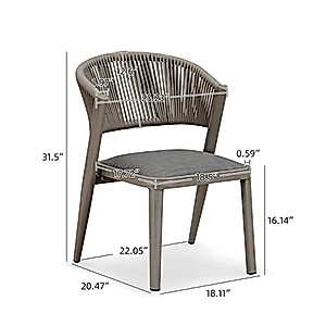 PURPLE LEAF 2 Pieces Patio Furniture Outdoor Dining Chair All-Weather Wicker All Aluminum Frame for Lawn Garden Backyard Deck Patio Dining Chair with Cushions, Grey