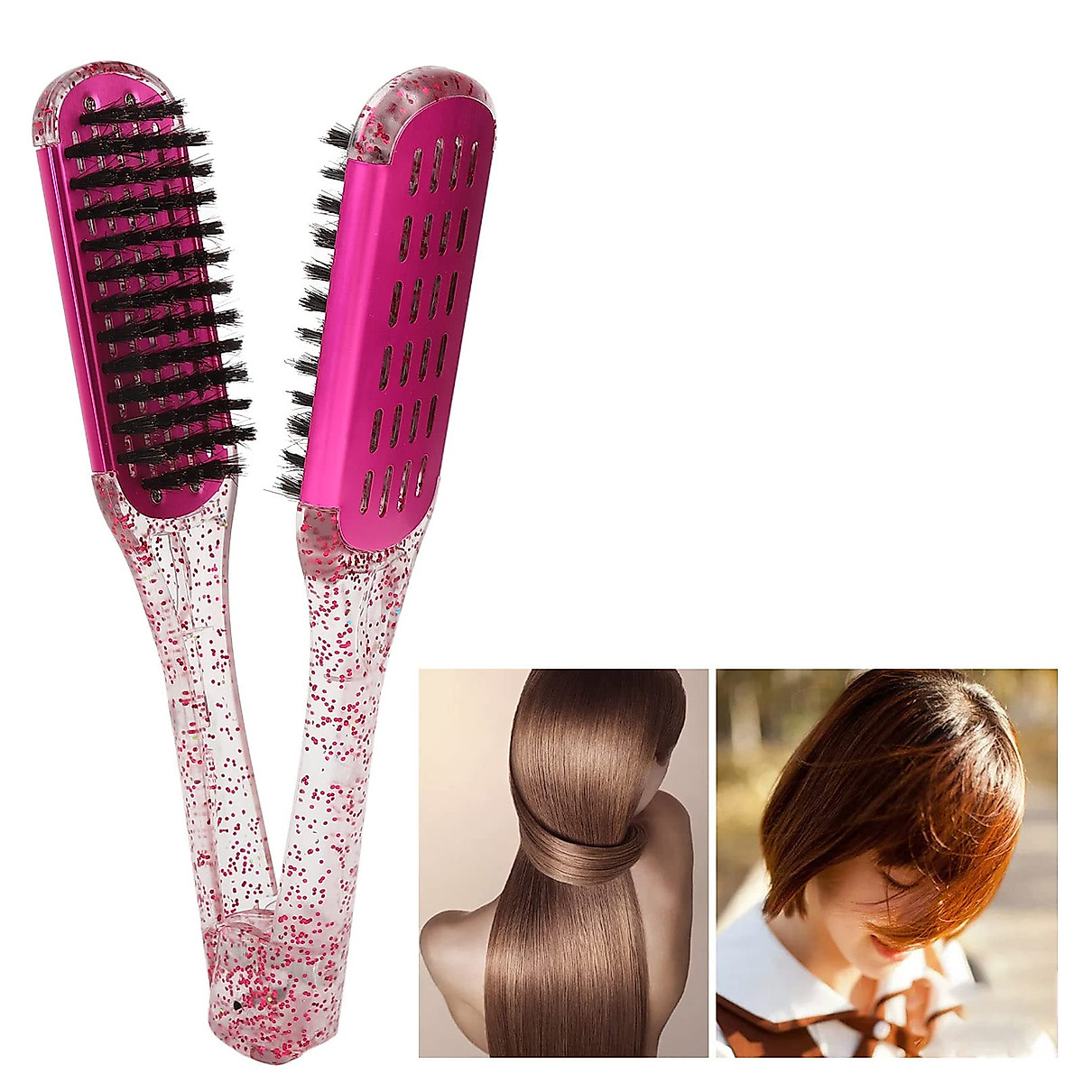 Double Sided Brush Hair Straightener, Hair Straightening Splint Comb Hair Straightener Comb Hair Straightener Clamp Brush Styling Tool for for Straightening Knotty Hair Unkempt