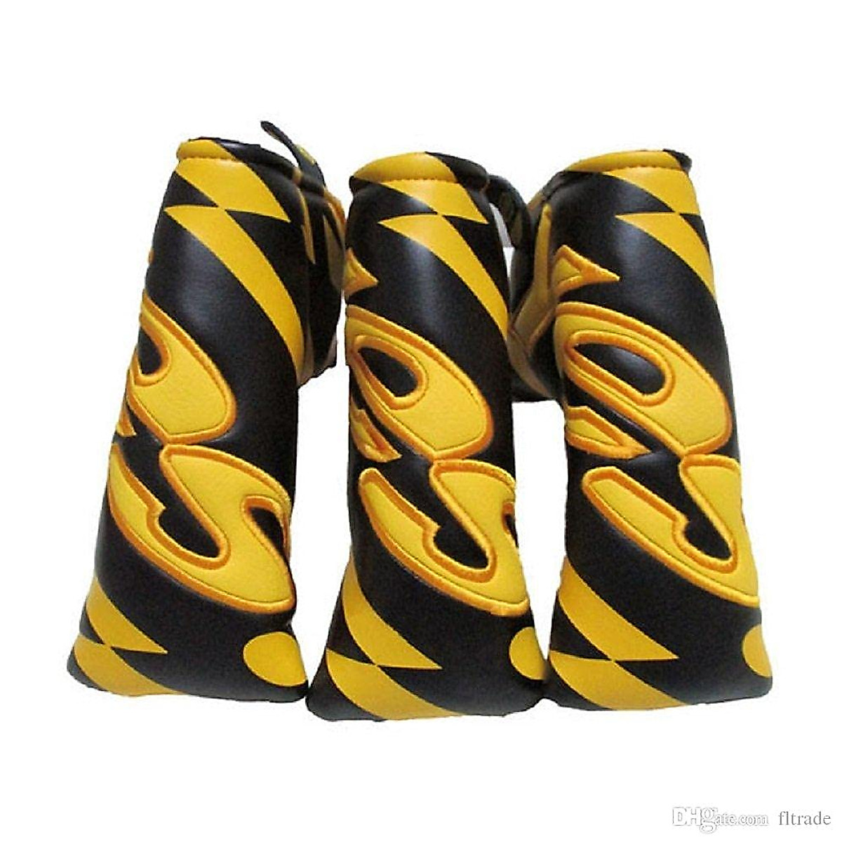 DBYAN Golf Club Blade Putter Cover Headcover with PU Leather Velcro Closure,Yes Printed Patterned for Blades Putters Scotty Cameron Ping Ansor,Black & Yellow