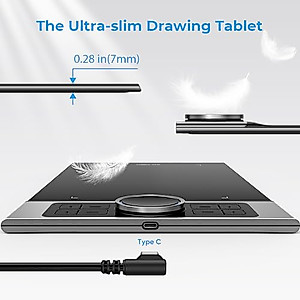 XPPen Deco Pro Medium Graphics Drawing Tablet Ultrathin Digital Pen Tablet with Tilt Function Double Wheel and 8 Shortcut Keys 8192 Levels Pressure 11x6 Inch Working Area