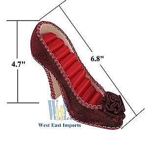 Sparkly High Heel shoe Ring Holder Fashion Jewelry Display Gift Red