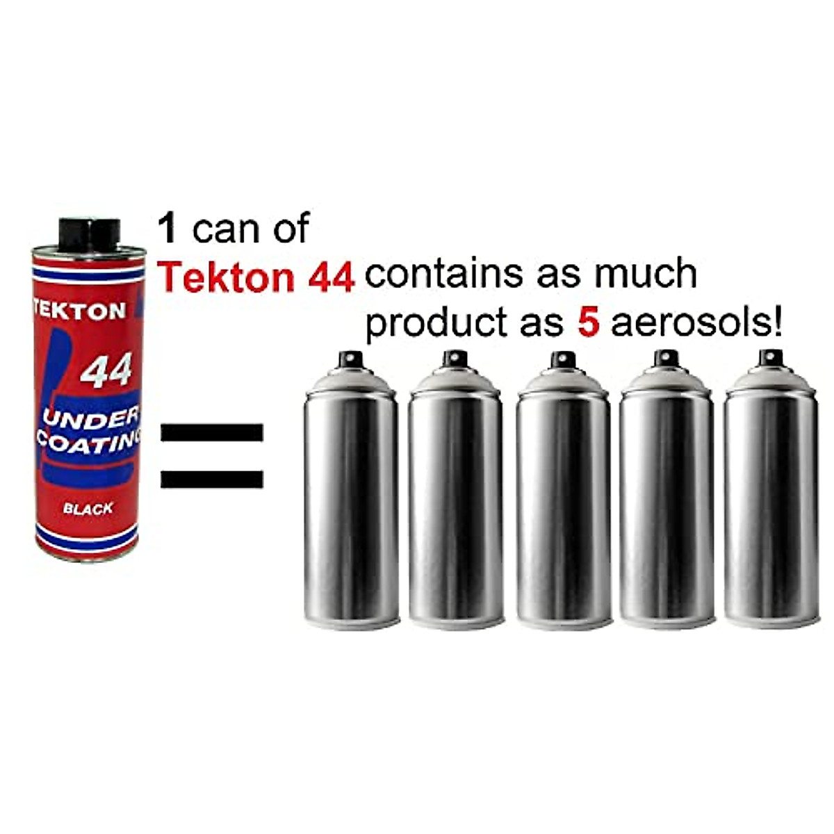 Tekton44 Undercoating for Trucks, Black Sprayable Auto Undercoating (5 Liter Cans + 1 Spray Gun + 1 Spray Wand), 5 Cans + 1 Spray Gun + 1 Wand