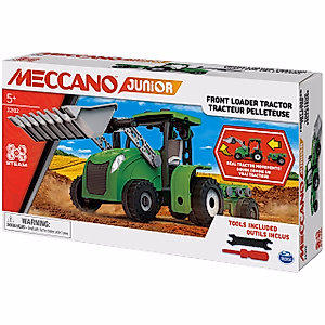 Meccano Junior, Front Loader Tractor with Moving Parts and Real Tools, Toy Model Building Kit, STEM Toys for Kids Ages 5 and up