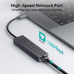 Yottamaster USB C Hub Ethernet, 5 in 1 USB C Hub Multiport Adapter with 4K HDMI, RJ45 Ethernet, USB3.0, 60W PD, Compatible with Type C Laptop Devices