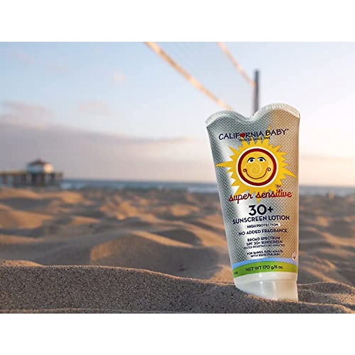California Baby Super Sensitive SPF 30+ Sunscreen Lotion | Broad Spectrum | Unscented Mineral Sunscreen Face & Body | Allergy-Friendly | Coral Reef Safe | Benzene-Free | Baby, Kids, Adults Physical Sunscreen For Sensitive Skin or Eczema | 170 g / 6 oz.