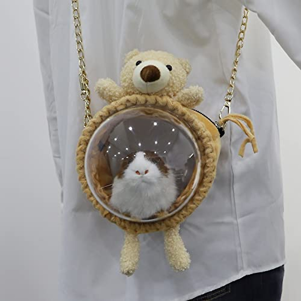 Toysructin Hamster Carrier Bag, Breathable Pet Guinea Pig Outgoing Carrier Bags, Adjustable Travel Sling with Detachable Single Shoulder Strap for Gerbils, Safe Small Animals Carrier Bag Outdoor