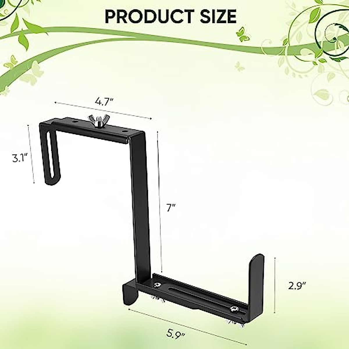 VIVIKEN Planter Box Brackets, Adjustable Flower Box Brackets for Deck Railing, No Drill Window Box Bracket for Outdoor Planters-4 Pack
